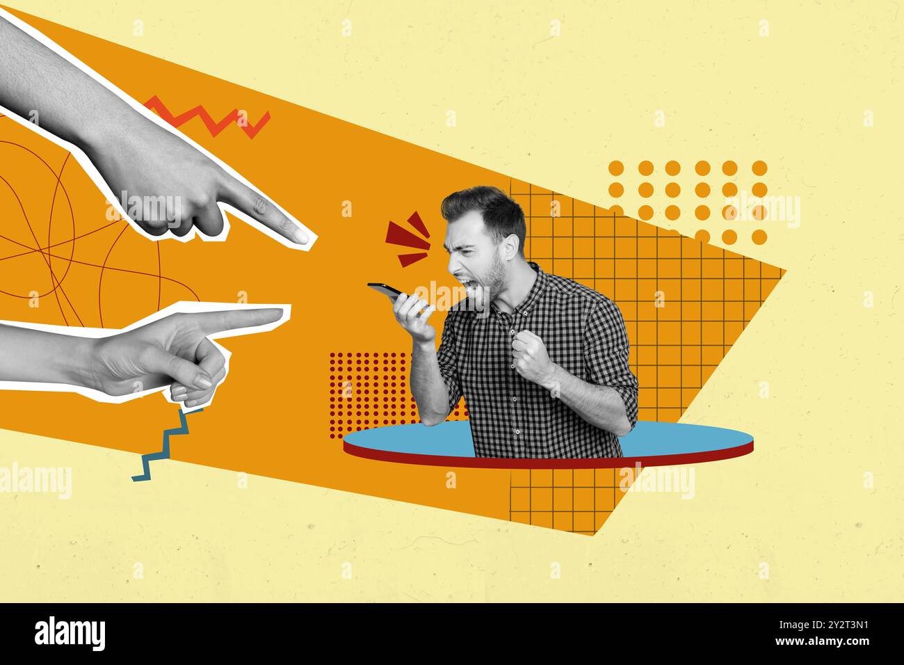 Trend artwork composite sketch image photo collage of angry bossy man ...