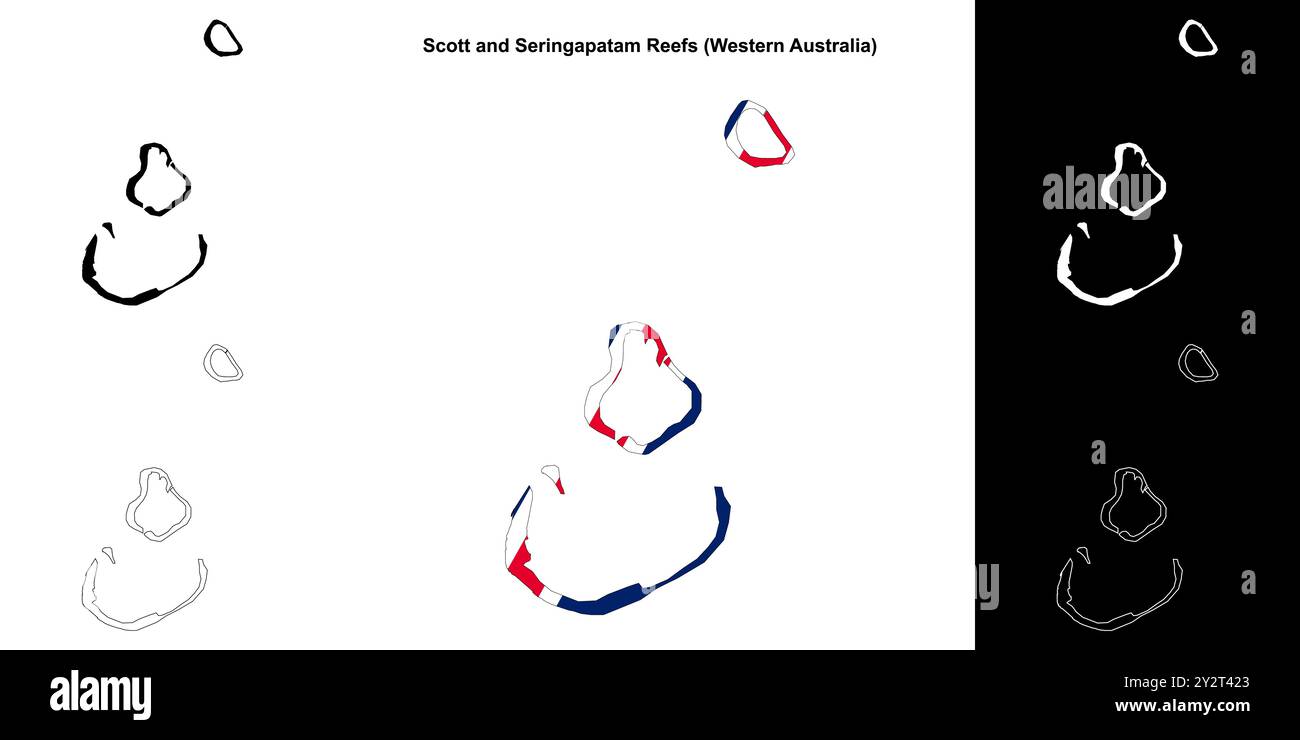 Scott and Seringapatam Reefs (Western Australia) outline map set Stock ...