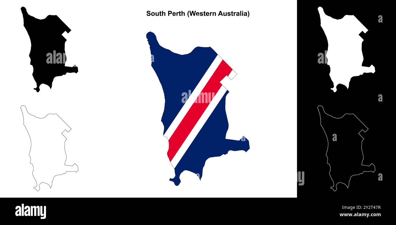 South Perth (Western Australia) outline map set Stock Vector Image ...