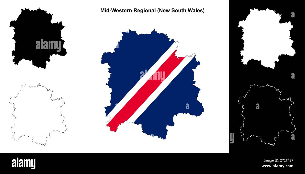 Mid-Western Regional (New South Wales) outline map set Stock Vector ...