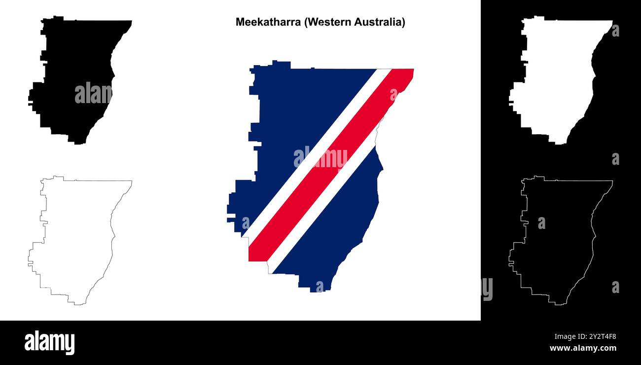 Meekatharra (Western Australia) outline map set Stock Vector Image ...