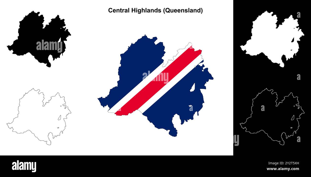 Central highlands vector outline map hi-res stock photography and ...