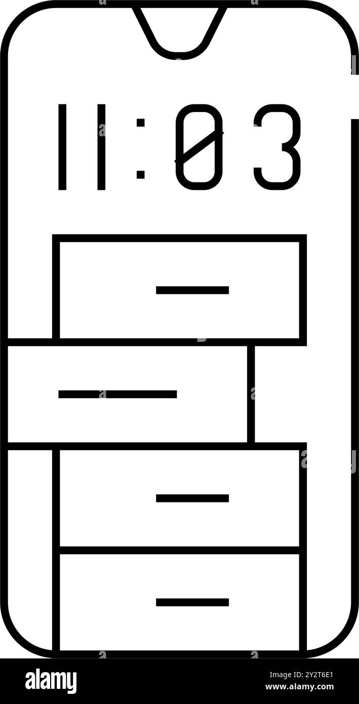 smartphone clock line icon vector illustration Stock Vector Image & Art ...