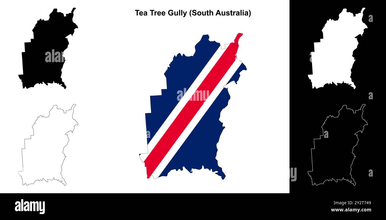 Tea Tree Gully (South Australia) outline map set Stock Vector Image ...