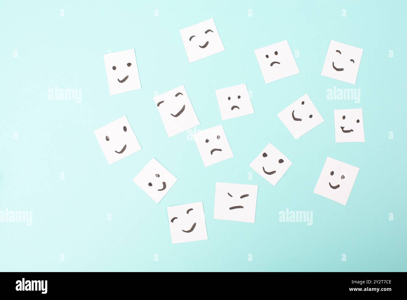 Happy smiling face spread happiness to sad faces, mental health and ...
