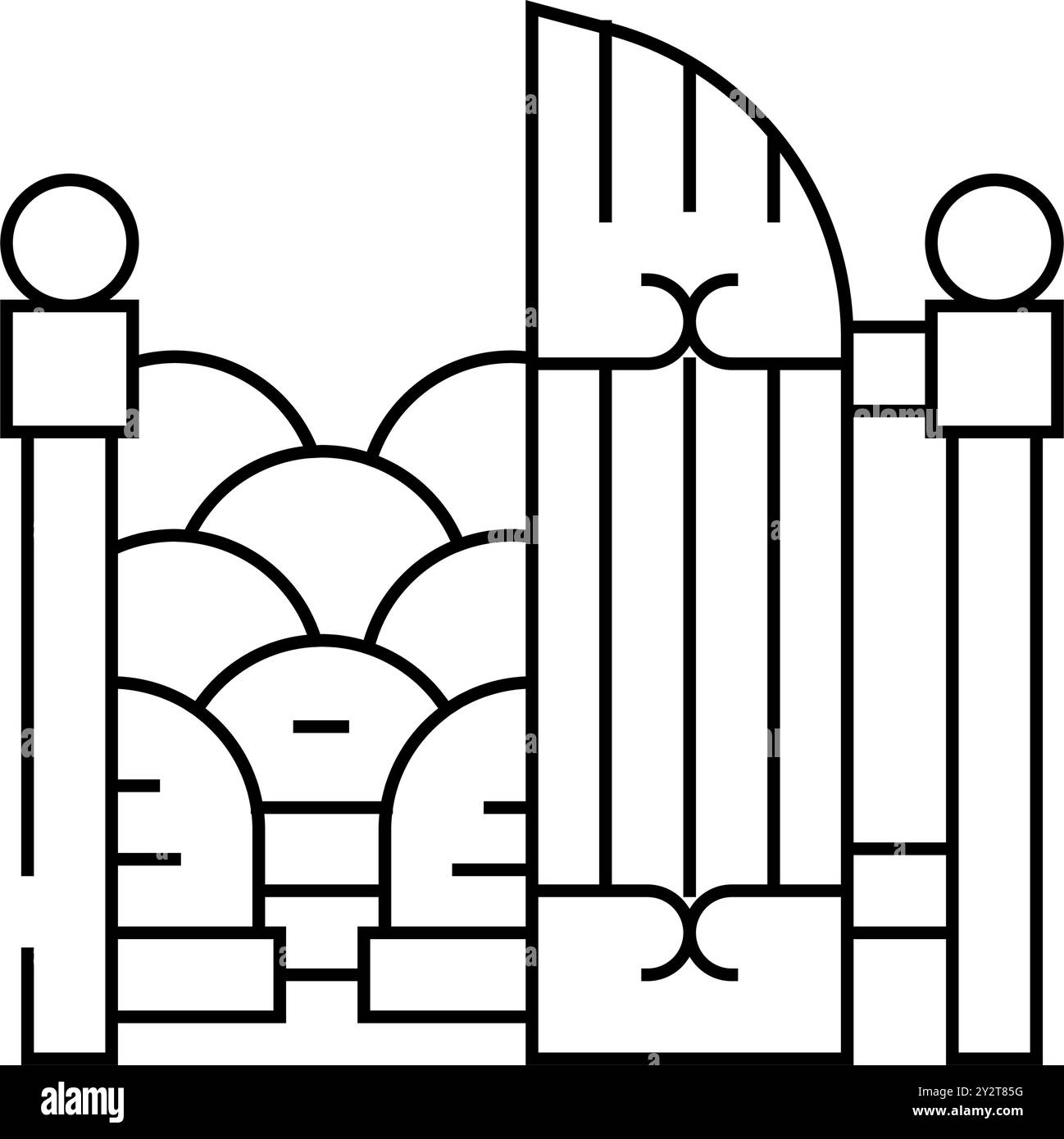 Entrance gate cemetery line Cut Out Stock Images & Pictures - Alamy