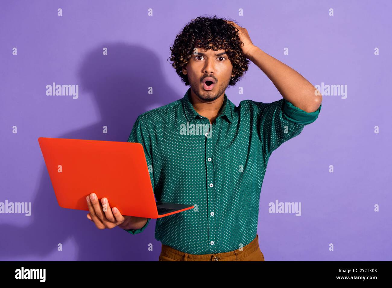 Photo of mexican upset guy with wavy haircut wearing green casual shirt ...