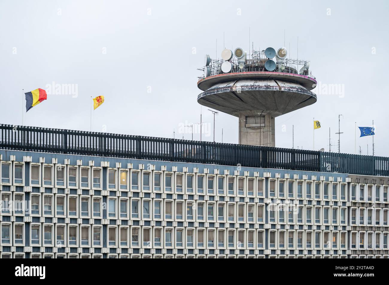 Schaerbeek, Brussels, Belgium - SEP 10, 2024 - Control tower and ...
