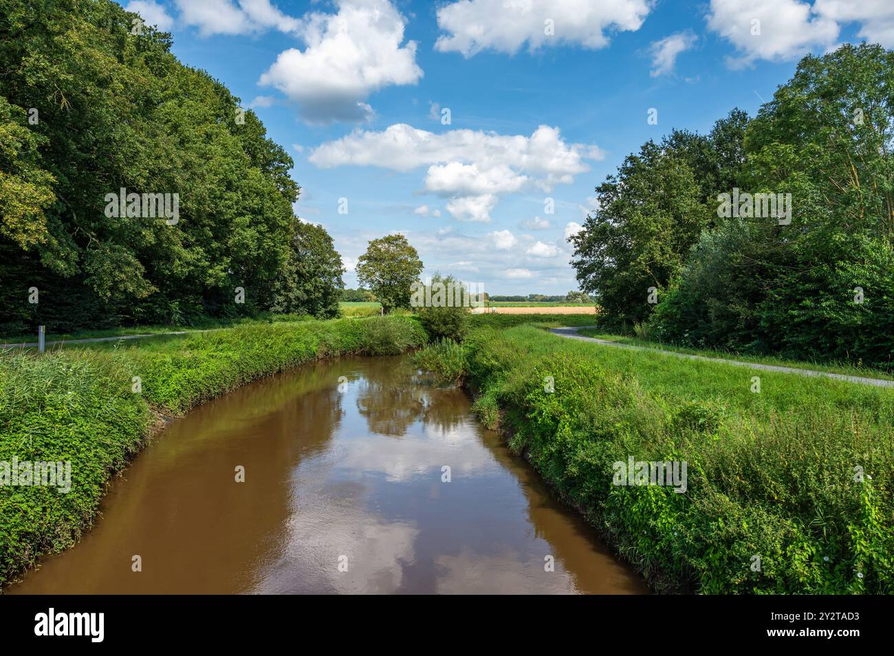 Natural reflections at the river Demer around Aarschot, Flanders ...