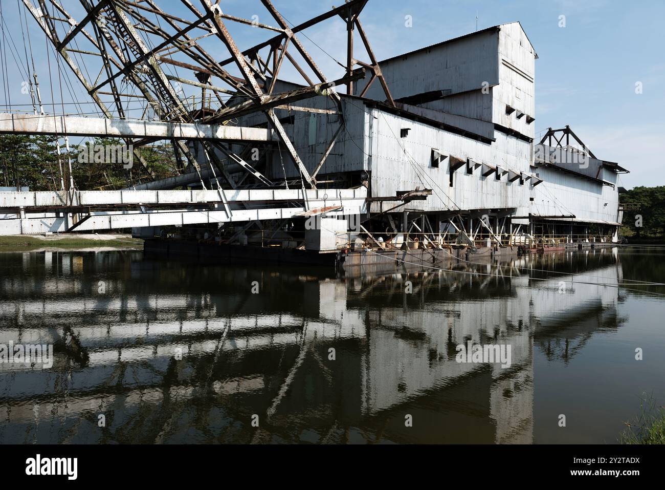 The last abandoned tin mining dredger during British colonial now ...