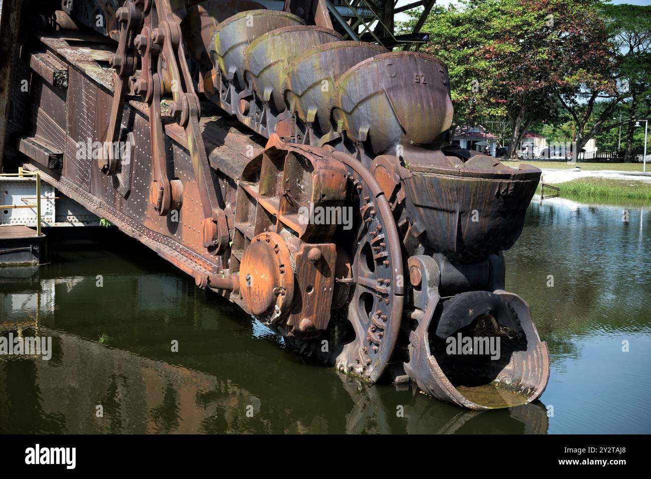 The last abandoned tin mining dredger during British colonial now ...