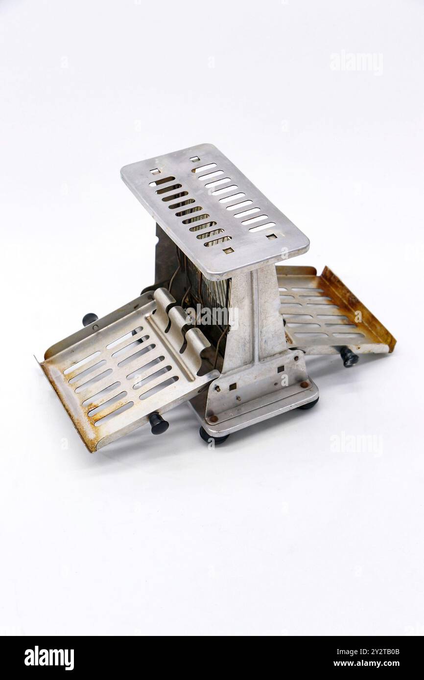 vintage folding electric bread toaster side loading isolated on white ...