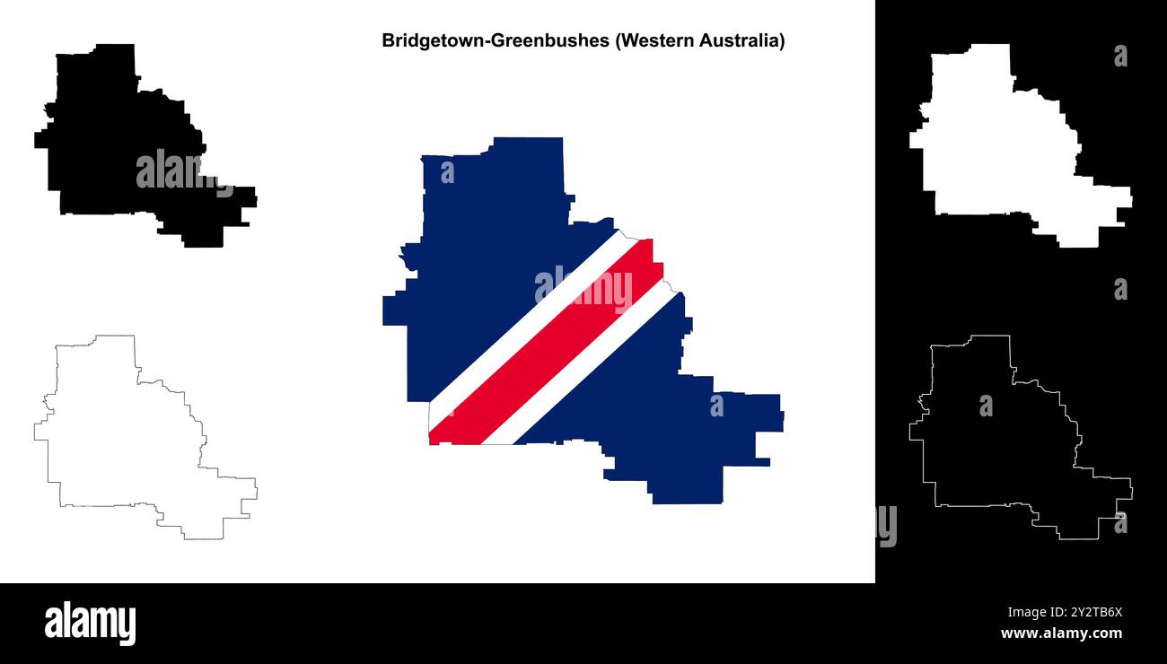 Bridgetown-Greenbushes (Western Australia) outline map set Stock Vector ...