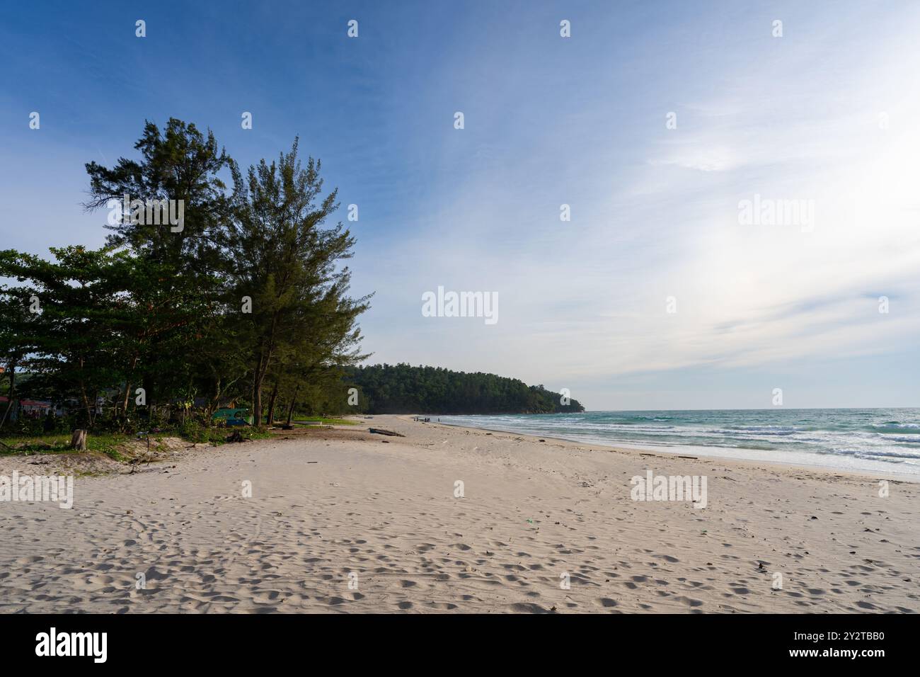 The beautiful Tanjung Simpang Mengayau Beach in the morning, with green ...