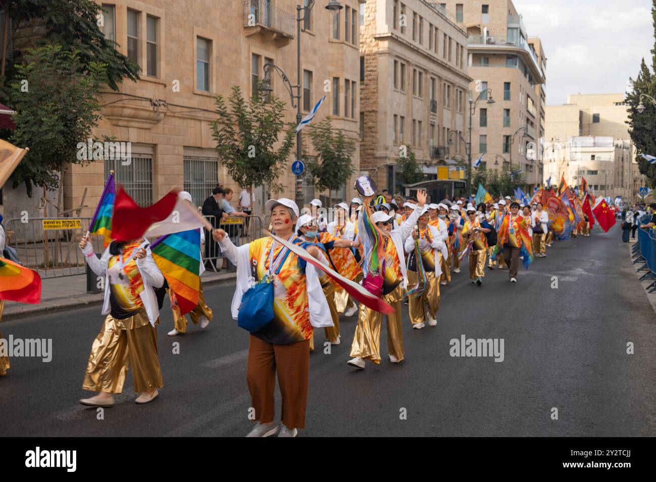 Chinese Christian group marching in Jerusalem during the Feast of ...