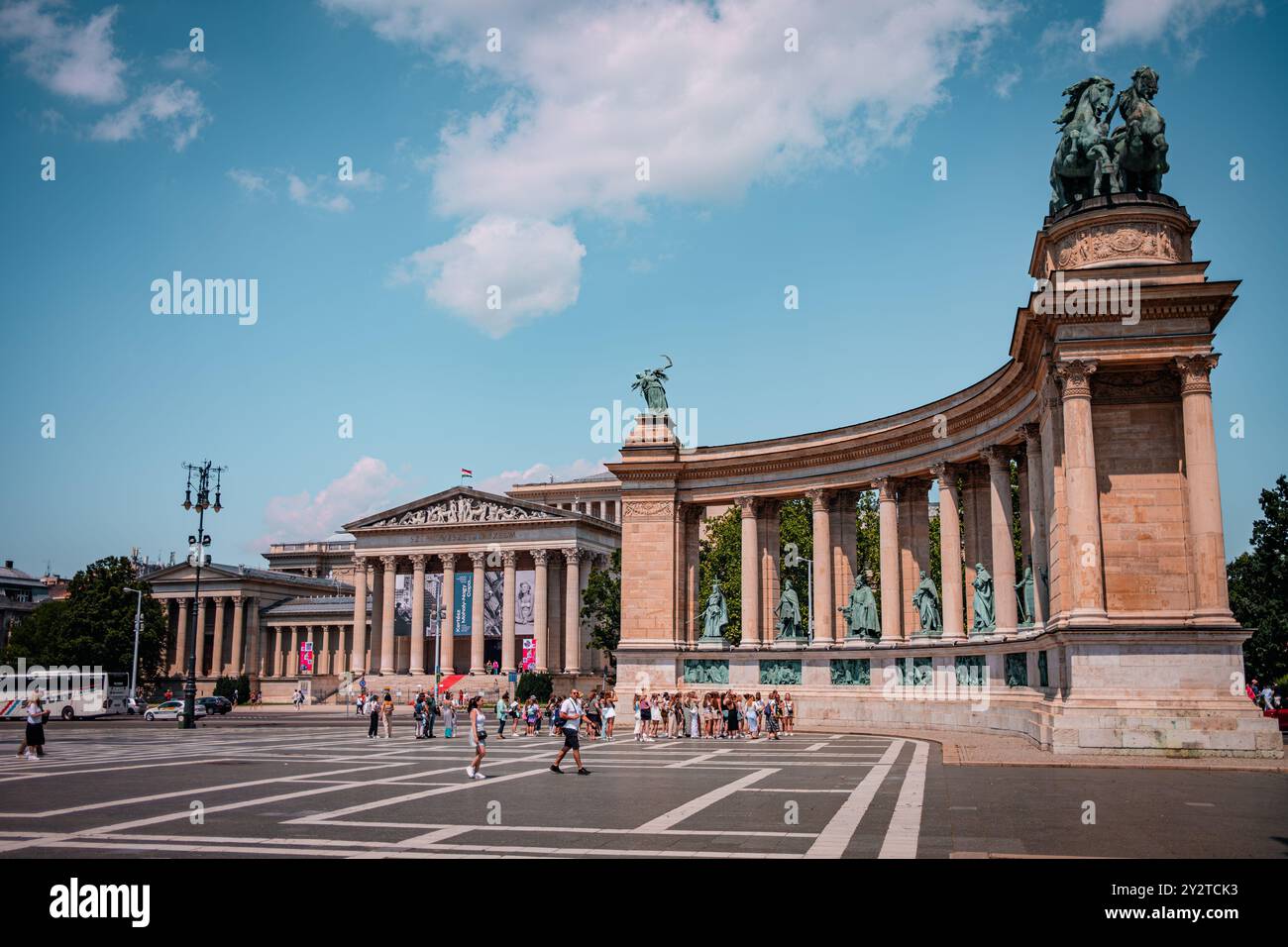 Historic Heroes' Square (Hosok Tere) in Budapest, Hungary, known for ...