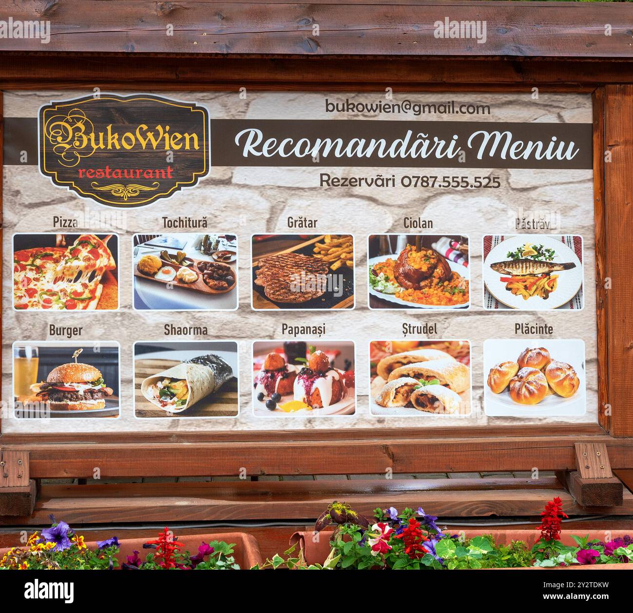 information board with meals from the Bucovina region near the ...