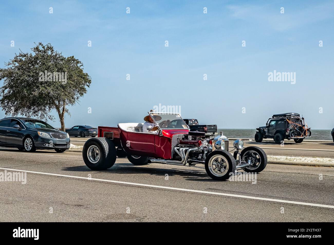 Gulfport, MS - October 04, 2023: Wide angle front corner view of a 1925 ...