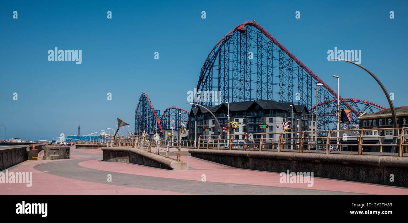 This image depicts the lively atmosphere of Blackpool's South Promenade ...