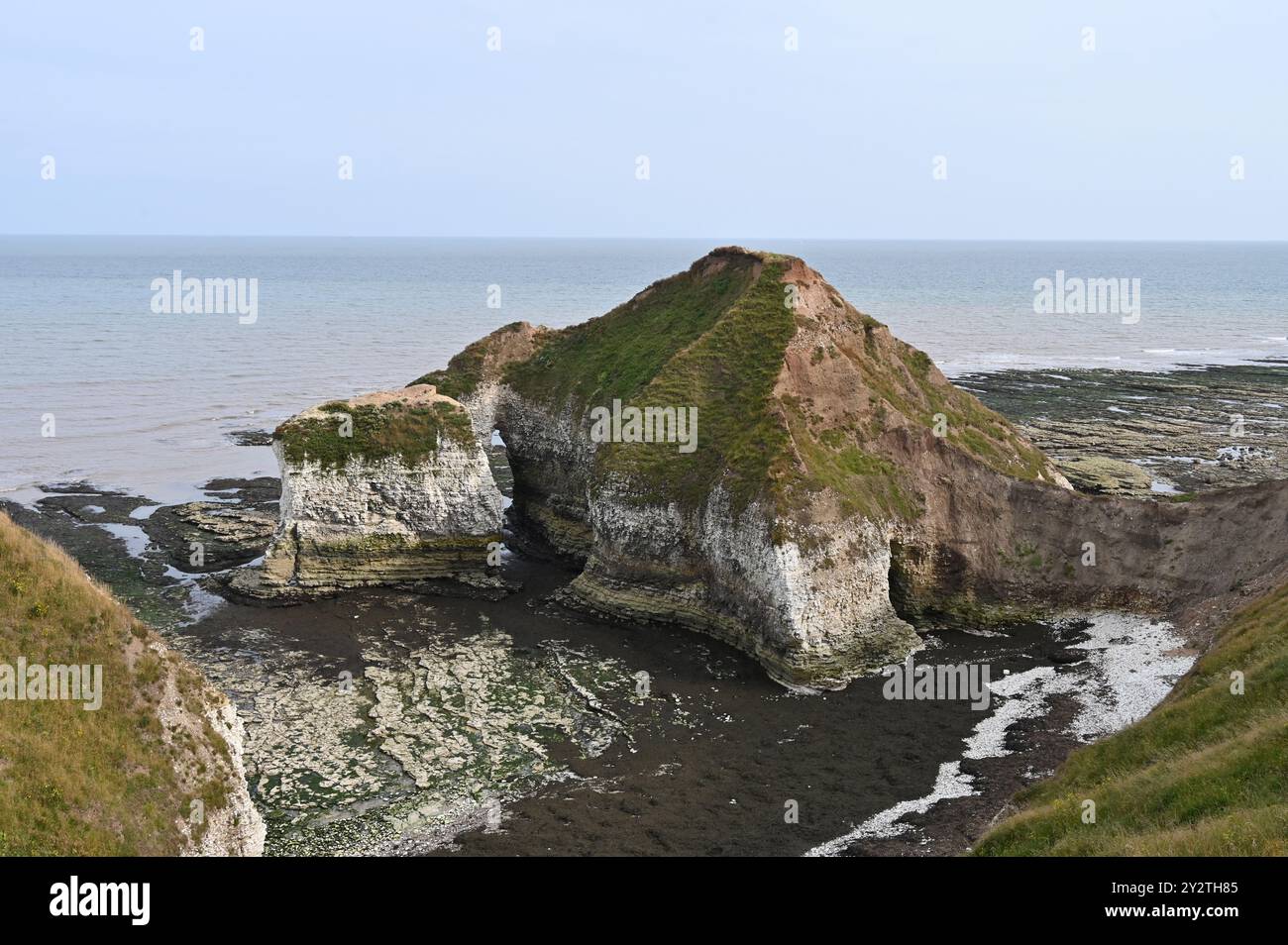 Cliff formation Flamborough Head near Bridlington showing erosion over ...