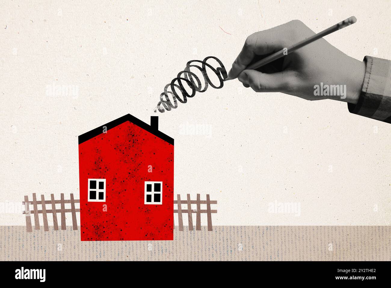 Composite trend artwork sketch image photo collage of real estate agent ...