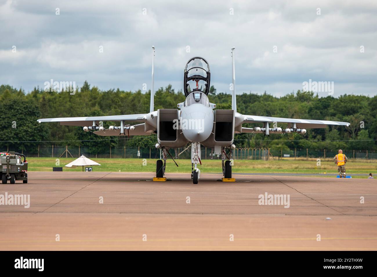 front view of a fast fighter jet aircraft on a runway at raf fairford ...
