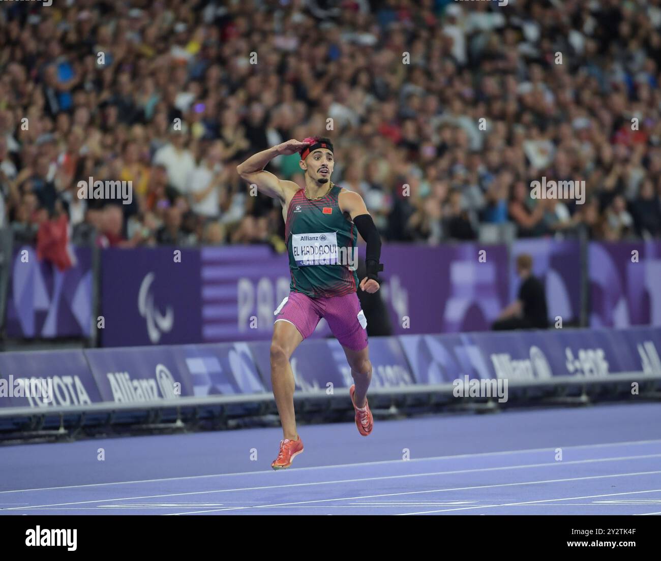Aymane El Haddaoui of Morocco competing in the men’s 400m T47 at the ...