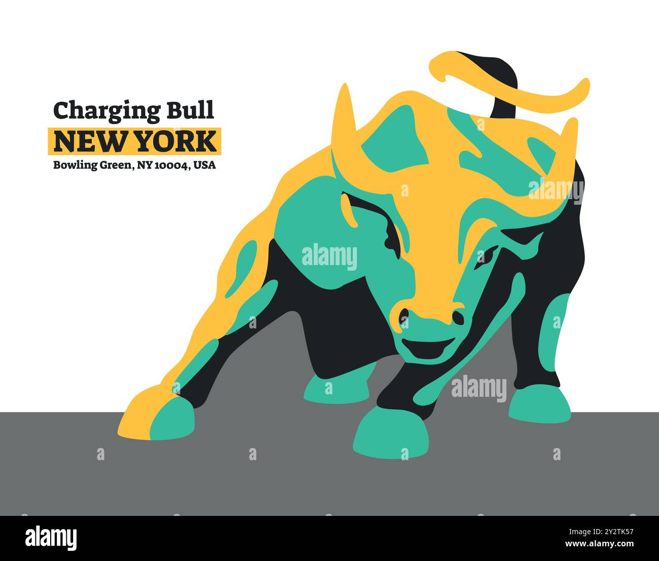 Stylized image of Charging Bull from Wall Street New York. Vector stock ...