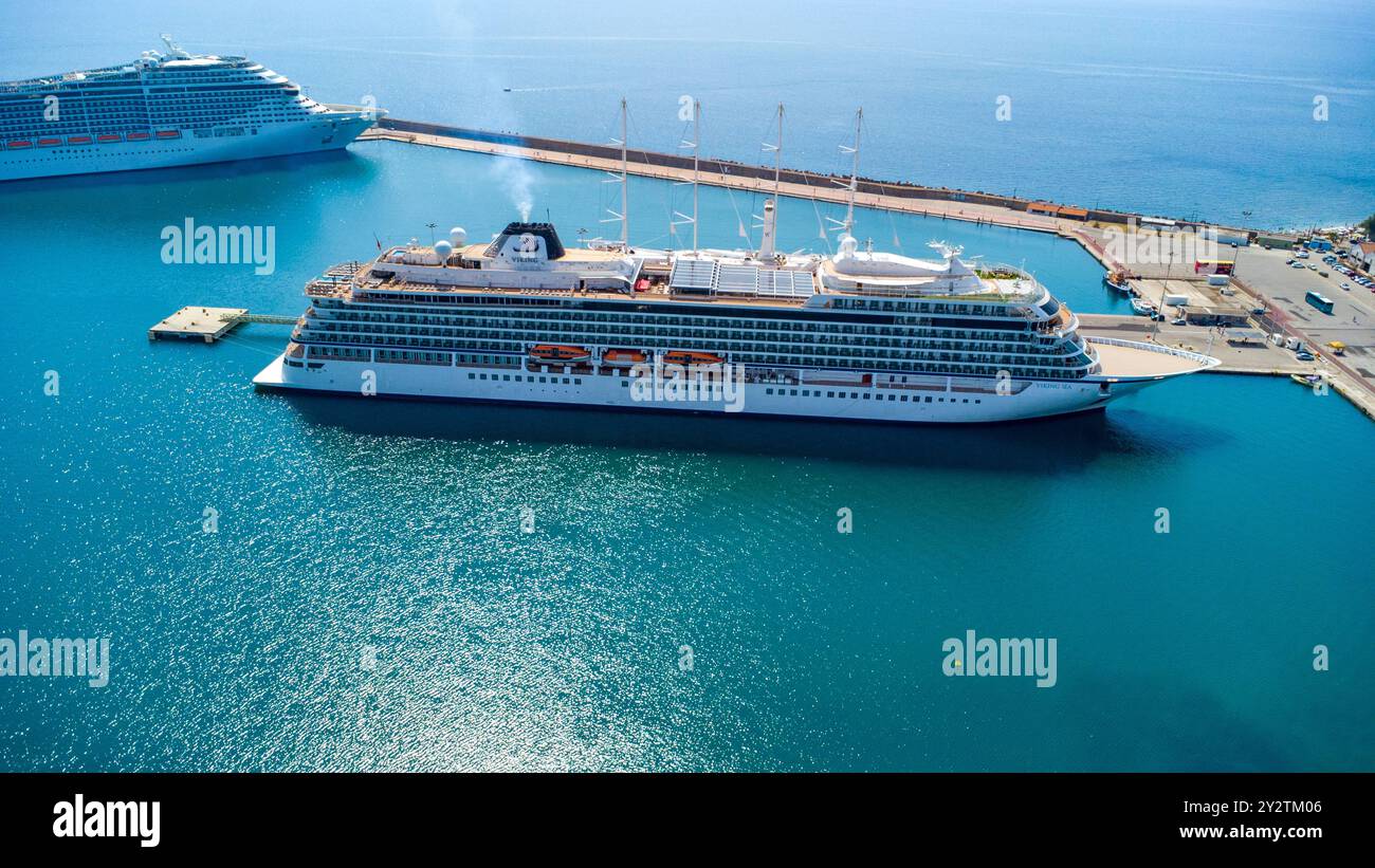 Katakolon, Greece - August 30, 2024: The cruise ship Viking Sea is ...