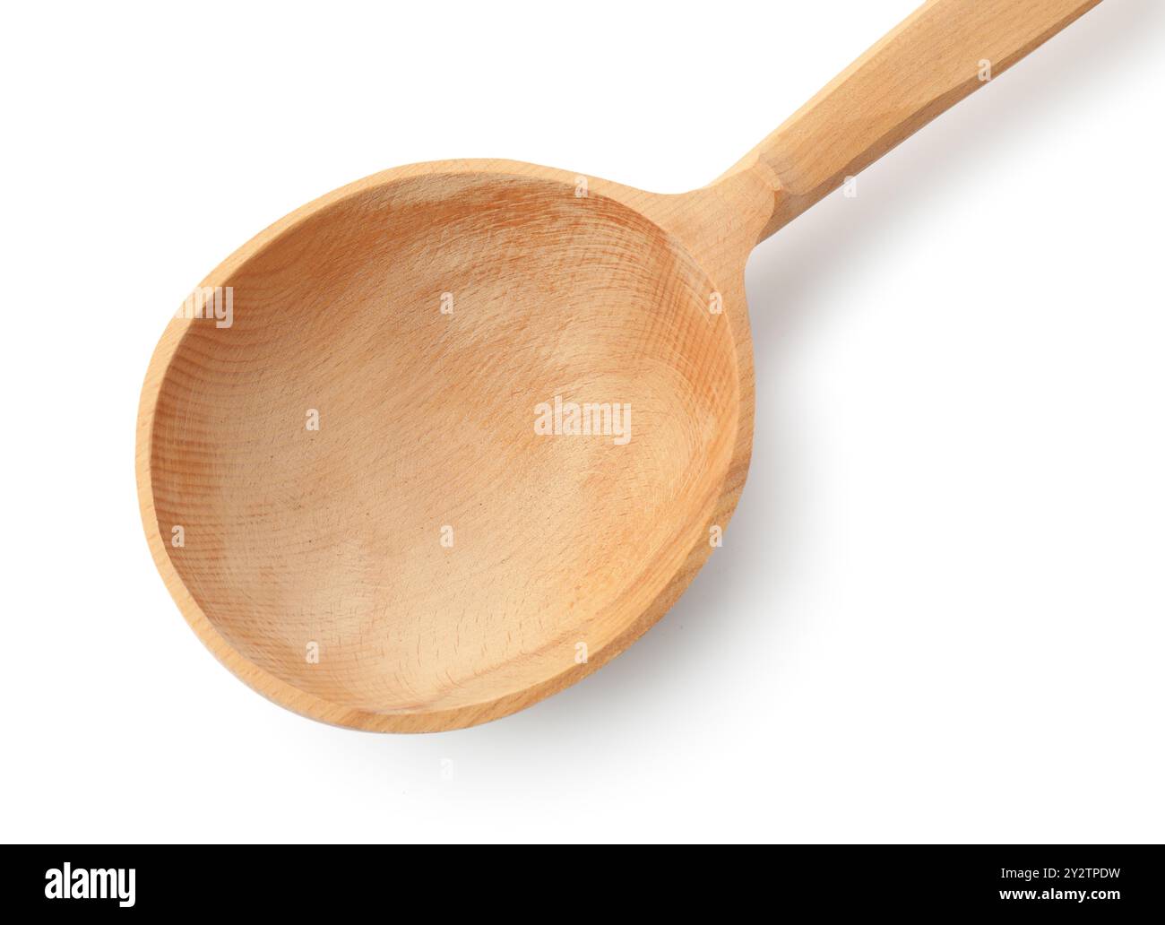 Sauna equipment. Wooden ladle isolated on white, top view Stock Photo ...