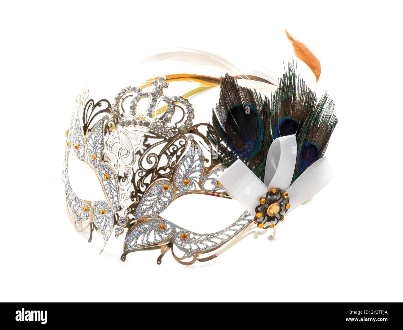 One beautiful carnival mask on white background Stock Photo - Alamy