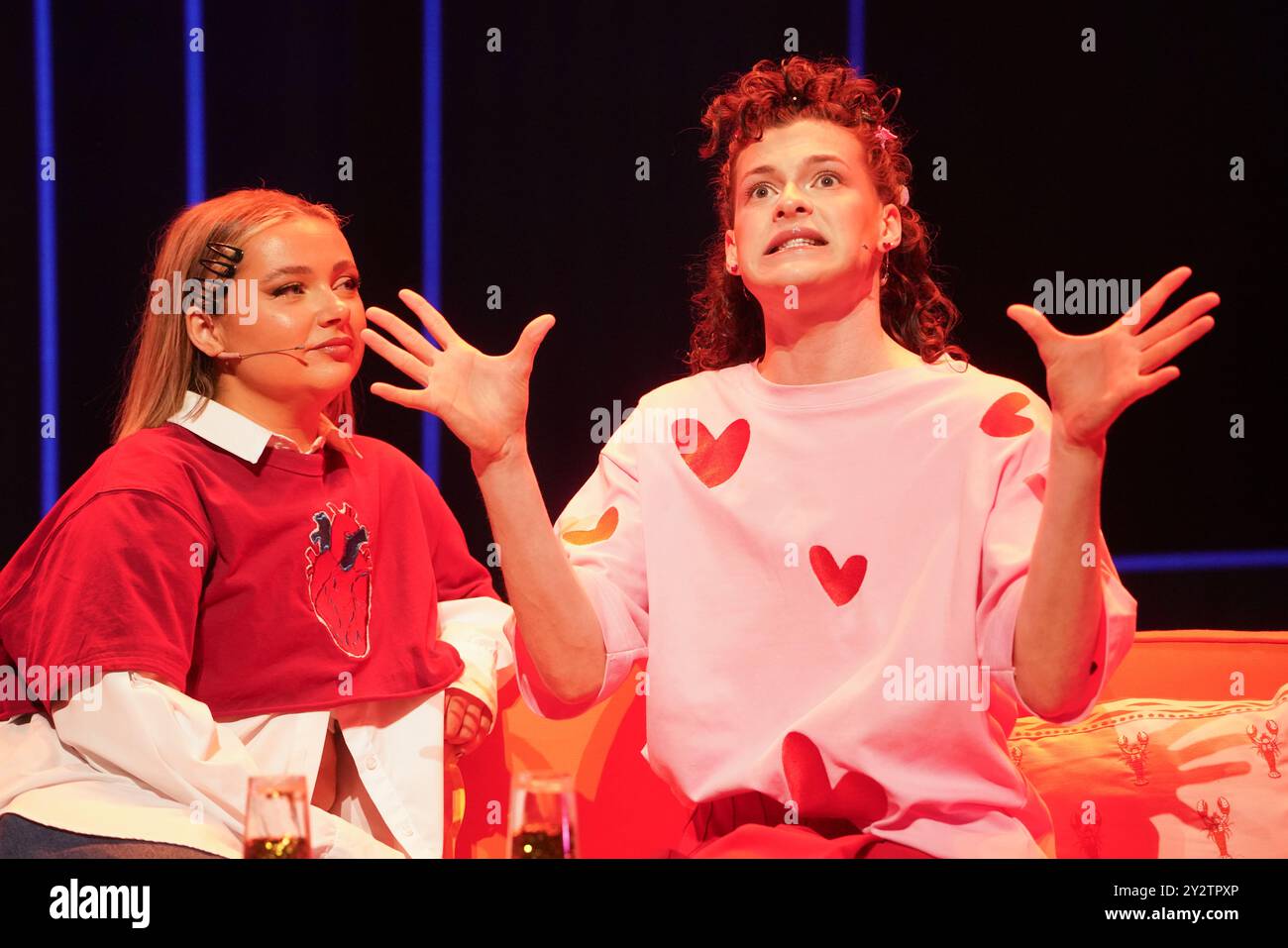 London, UK. 11 September 2024 . Jo Foster (r) as Oliver and Leesa ...