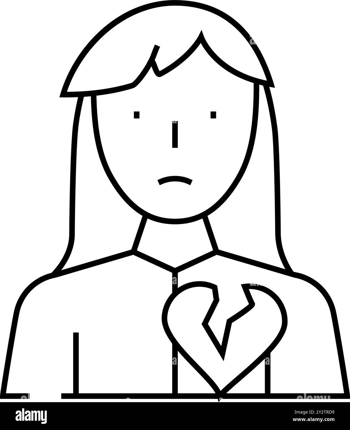 broken heart girl line icon vector illustration Stock Vector Image ...