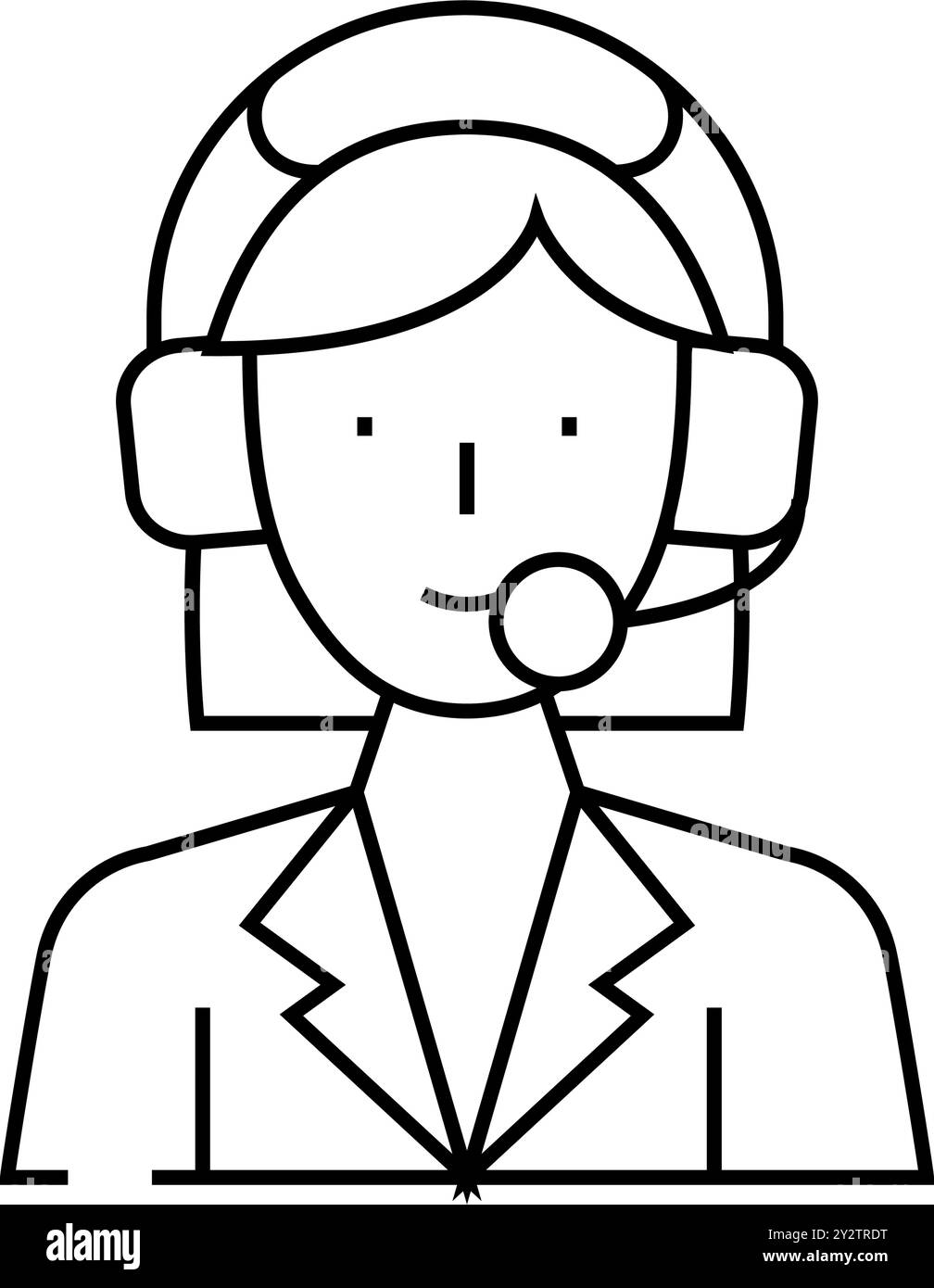 call center worker line icon vector illustration Stock Vector Image ...