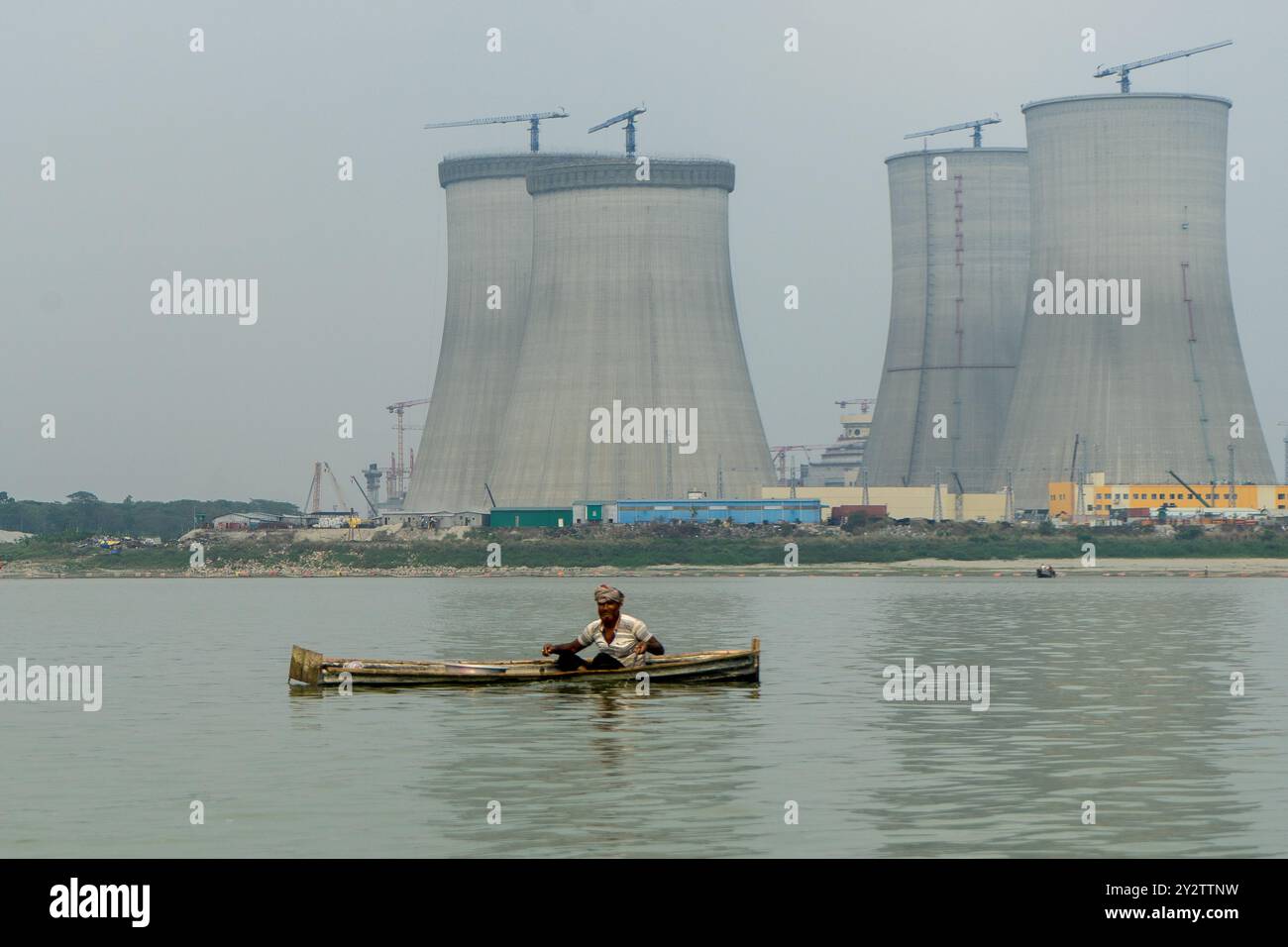 Bangladesh, Ruppur - 29.03.2024: Fisherman in boat on Ganges River ...