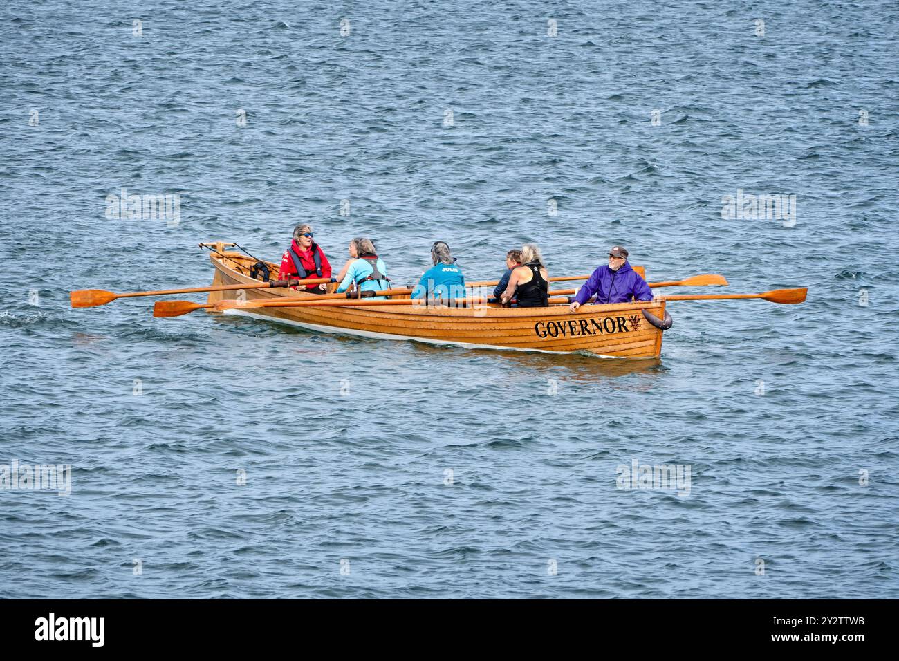 A Cornish Gig rowing boat in Falmouth Harbour Stock Photo - Alamy