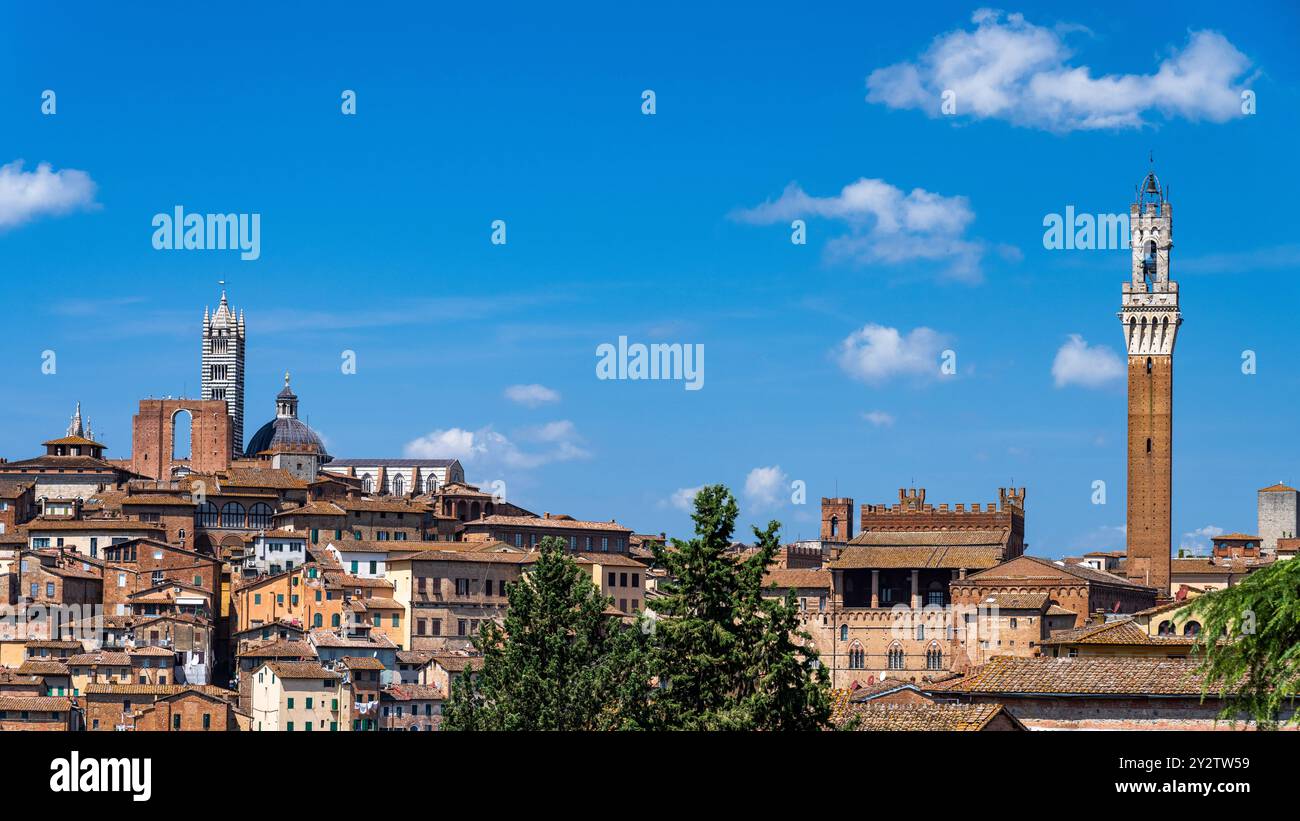 A beautiful panoramic view of Siena, Italy with its historic buildings ...
