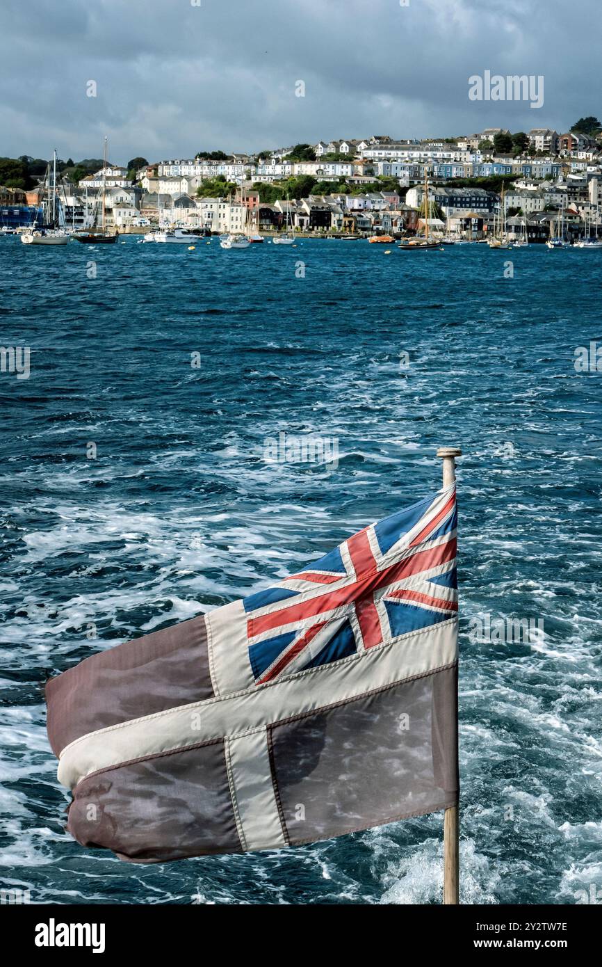 View from the stern of the St Mawes Ferry in the direction of Falmouth ...