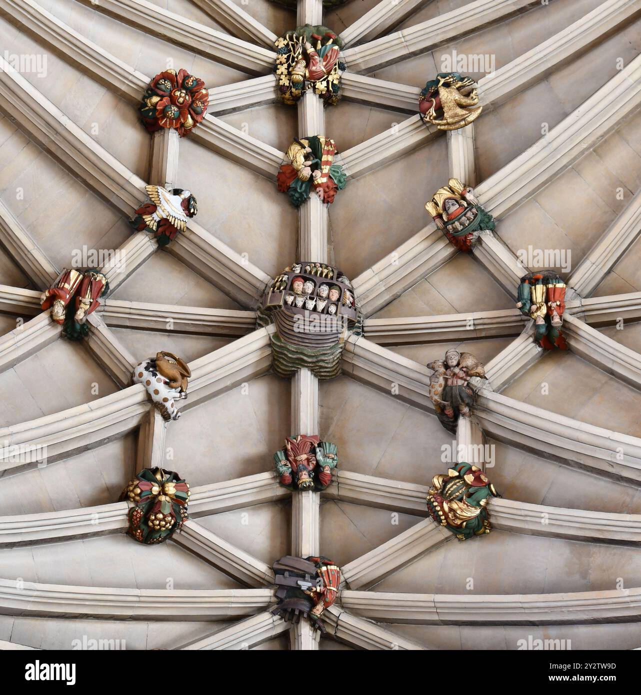 Norwich Cathedral, featuring many impressive colourful 14th century ...