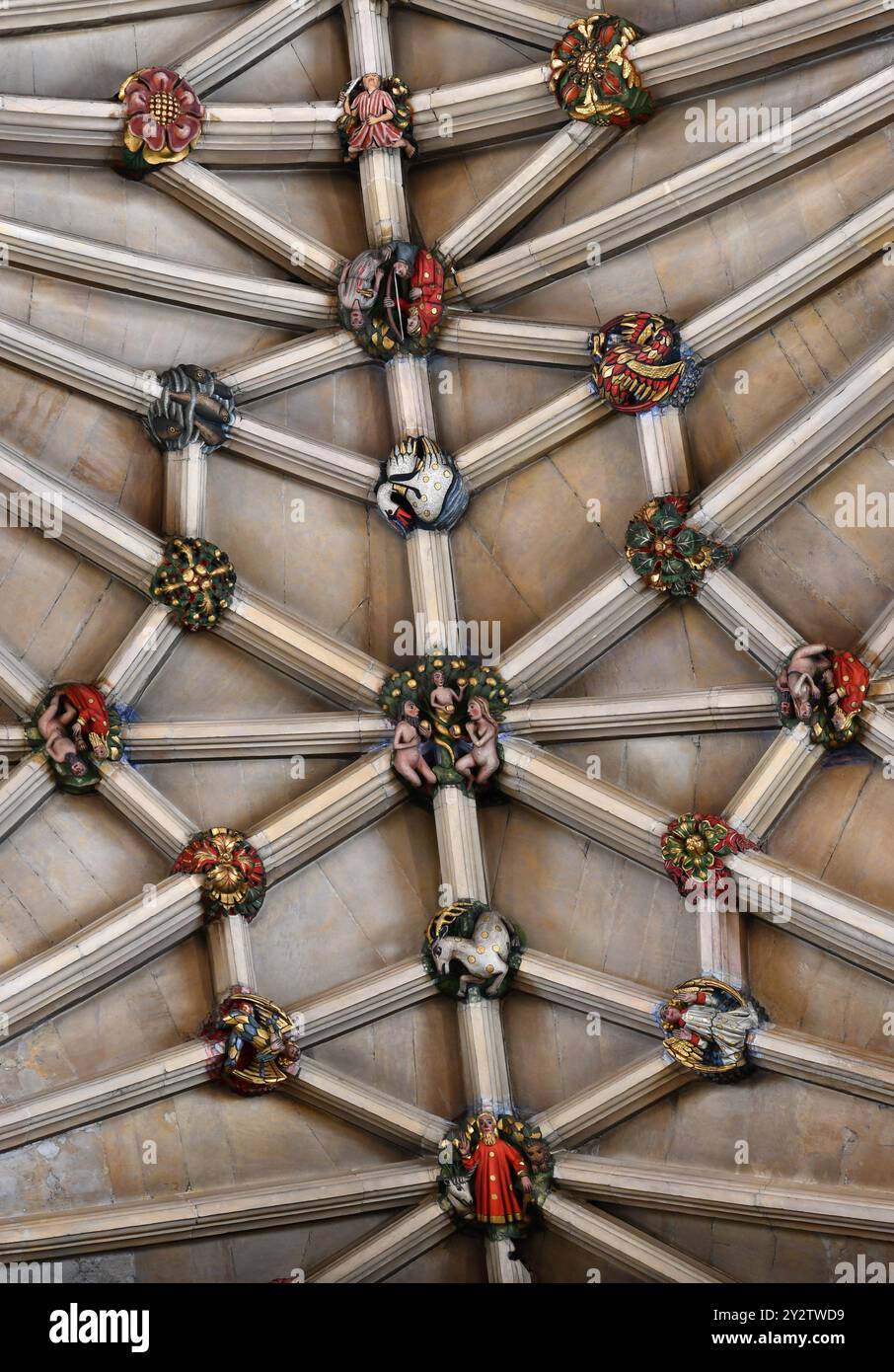 Norwich Cathedral, featuring many impressive colourful 14th century ...