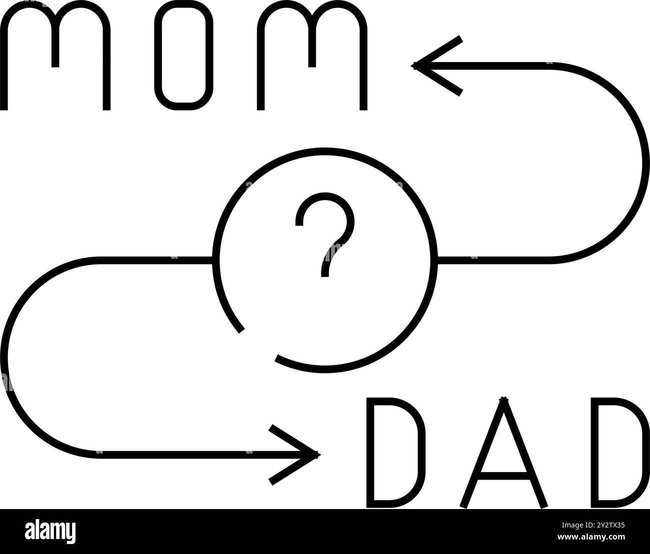 searching mom or dad after divorce line icon vector illustration Stock ...