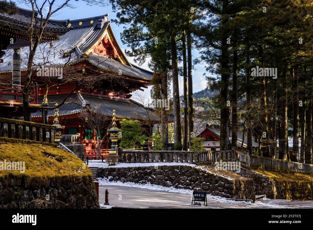 An ancient ornate shinto buddhist temple, shrine, and steps hidden in ...