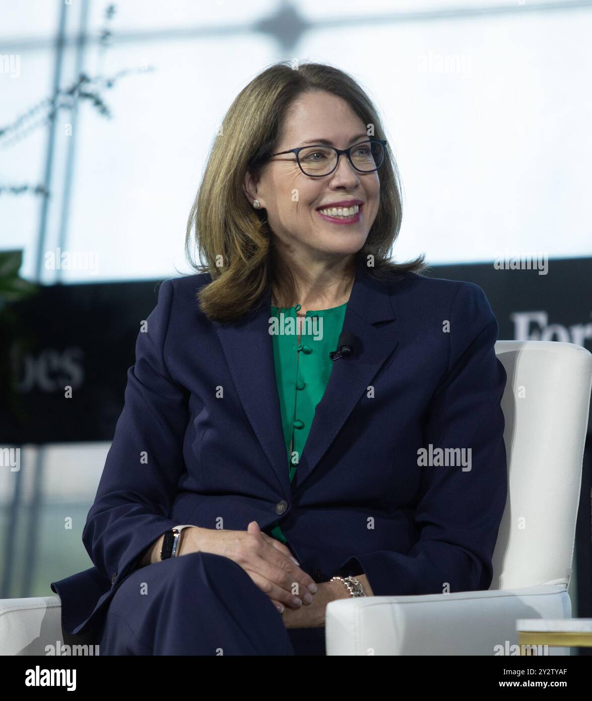 New York, United States. 11th Sep, 2024. Kate Johnson speaks at the ...