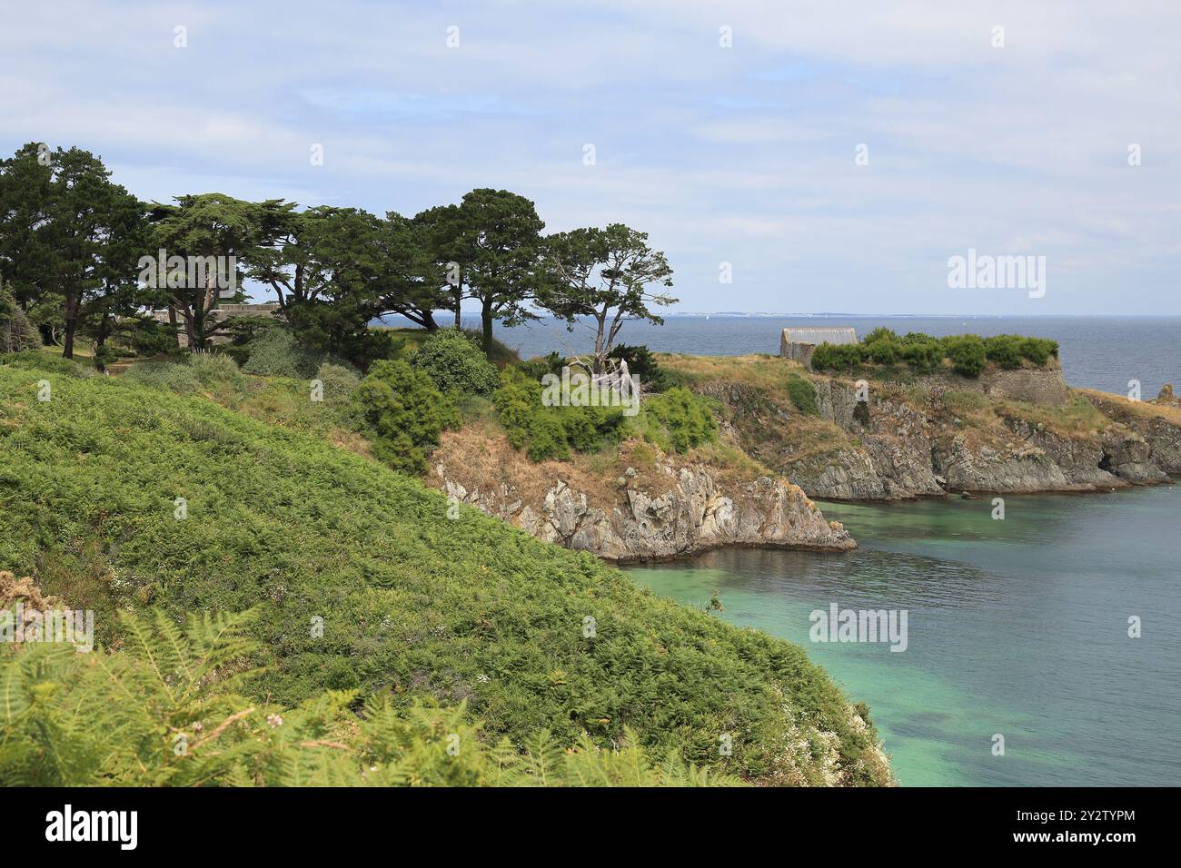View of fortification on Pointe du Bugul, Belle Ile en Mer, Brittany ...