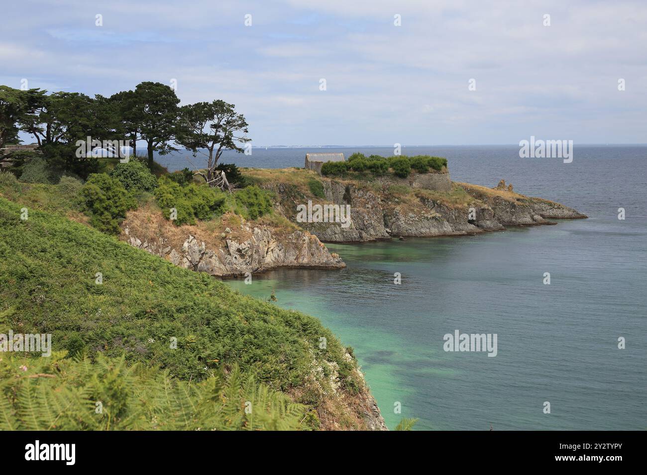 View of fortification on Pointe du Bugul, Belle Ile en Mer, Brittany ...