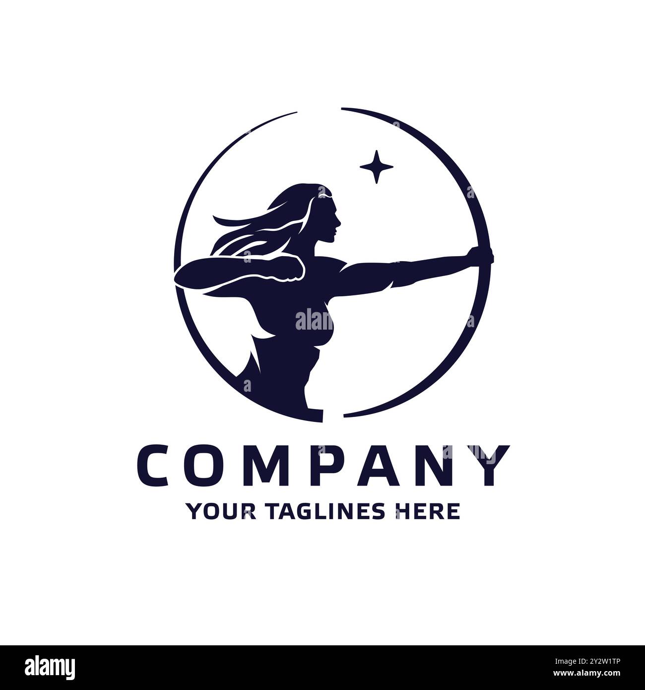 Silhouette of a fantasy female warrior archer aiming at her target from a distance Stock Vector ...