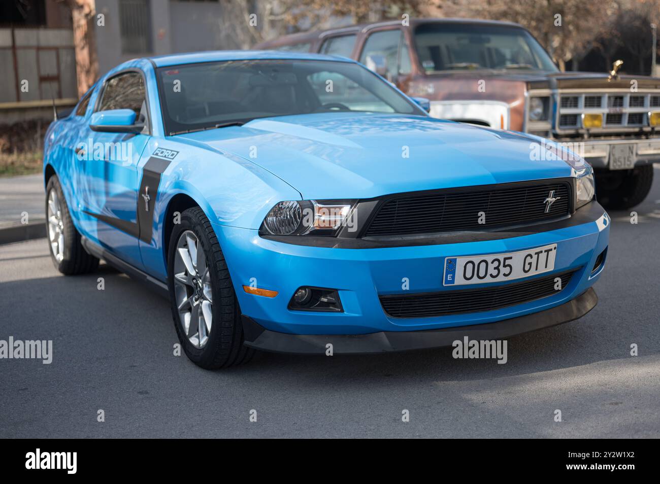 Front view of the beautiful American sports car Ford Mustang fifth ...