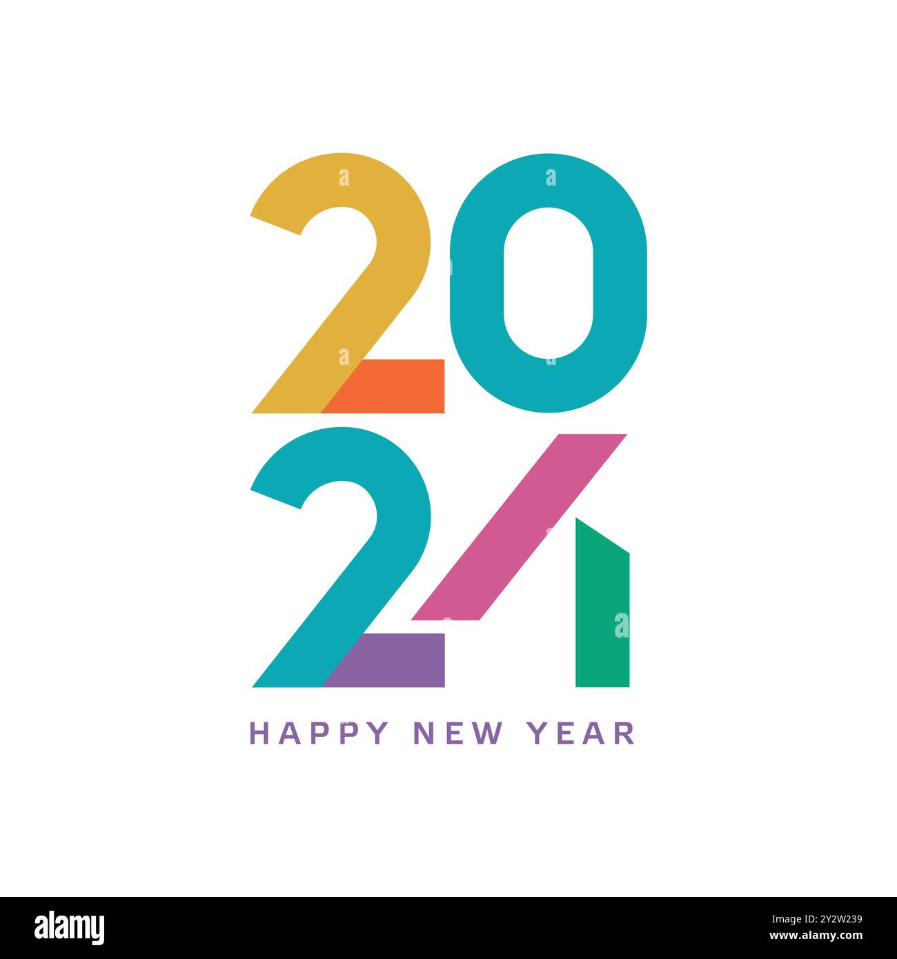 2024 Happy New Year text design modern color . 2024 number design ...