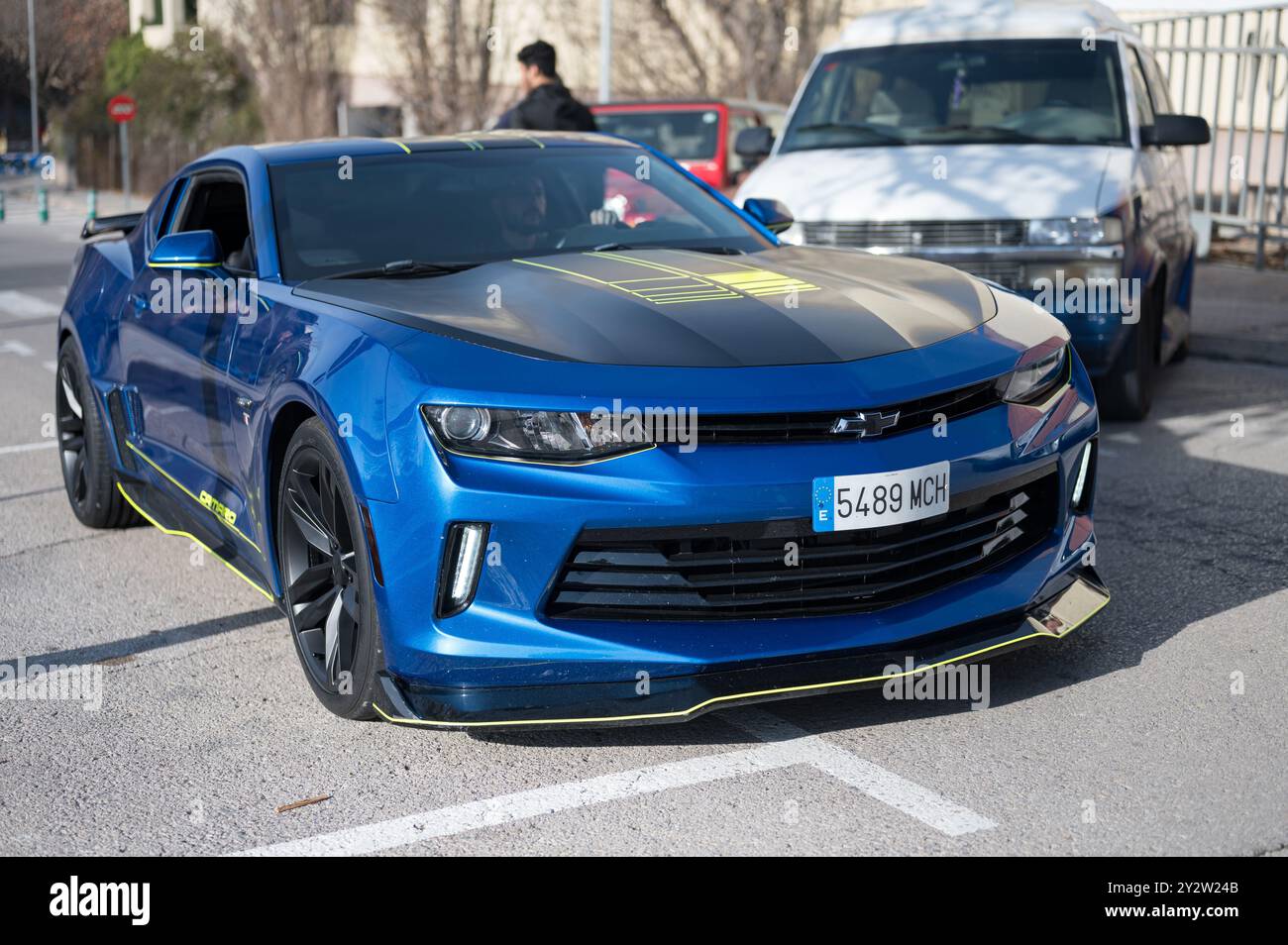 Front view of the American sixth-generation Chevrolet Camaro sports car ...