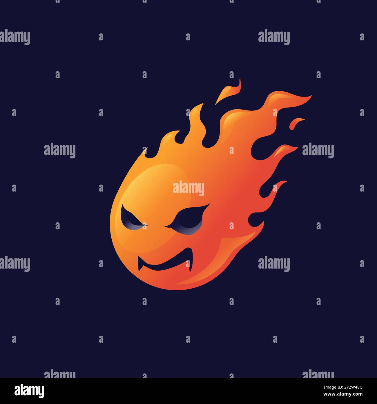 red evil devil comet smile icon. fireball smiley Face . Isolated ...